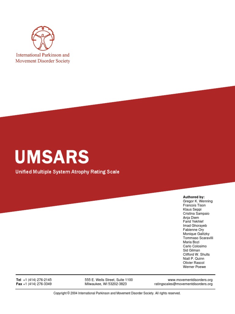 Umsars: Unified Multiple System Atrophy Rating Scale | PDF | Urinary ...