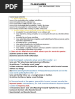 Reported Speech Class 10 Notes | PDF | Sentence (Linguistics) | Verb