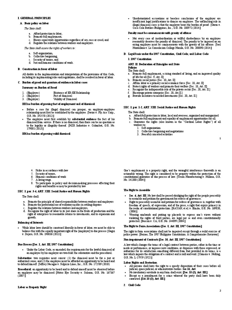 Reviewer Based On 2022 Bar Syllabus | PDF | Employment | Labour Law