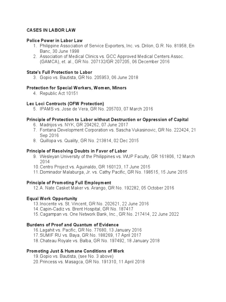 Cases in Labor Law | PDF | Justice | Crime & Violence