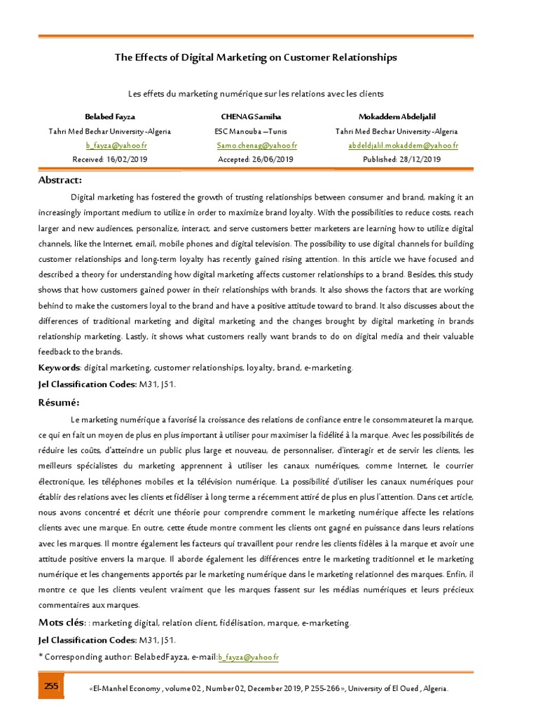 The Effects of Digital Marketing On Customer Relationships | Download Free PDF | Digital ...