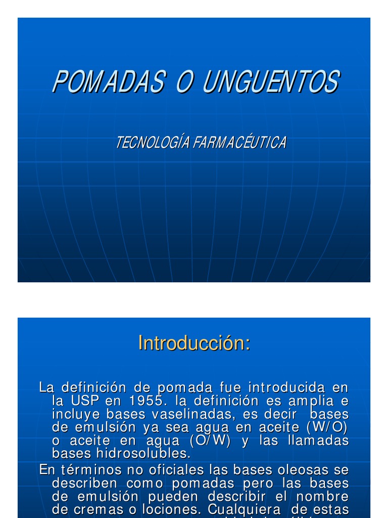 Clasificación y definición de pomadas | PDF | Medicación tópica ...
