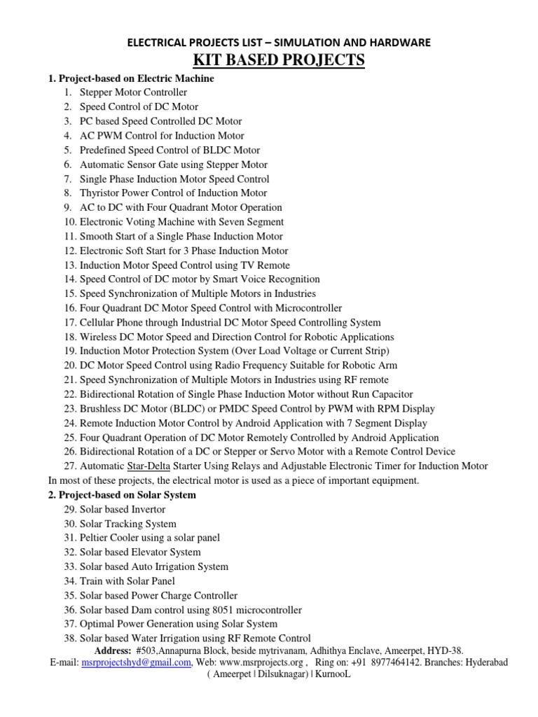 Electrical Projects List-SIMULATION AND HARDWARE-9581464142 | PDF ...