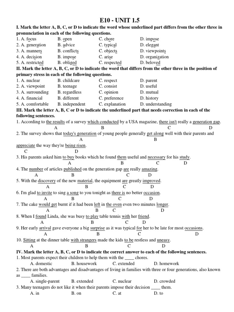 E10 Unit 1 5 Pdf Family Living Arrangements