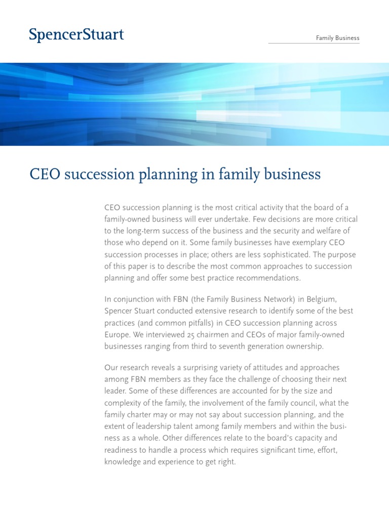 CEO Succession in Family Business - FINAL | PDF | Chief Executive ...