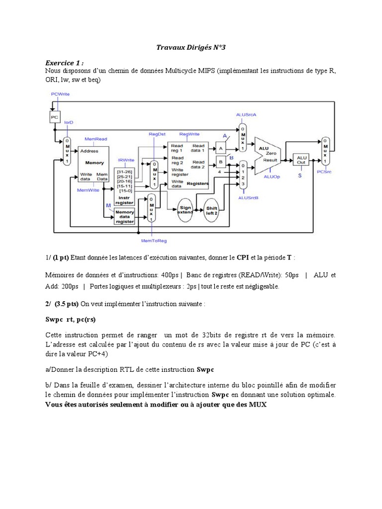 TD3 Architecture MIPS: Instructions et CPI | PDF | Matériel ...