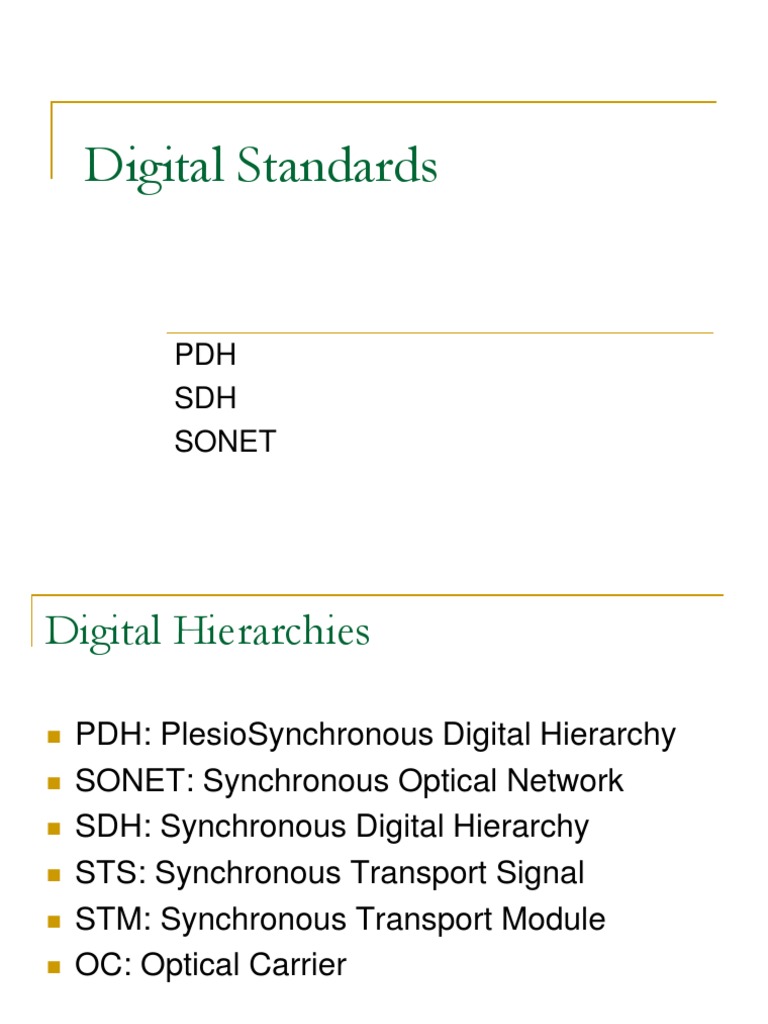 Digital Standards: PDH SDH Sonet | PDF | Computer Networking ...
