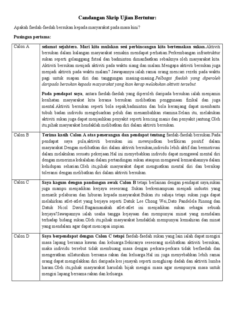 Cadangan Skrip - Kumpulan | PDF | Olahraga & Rekreasi | Ilmu Sosial