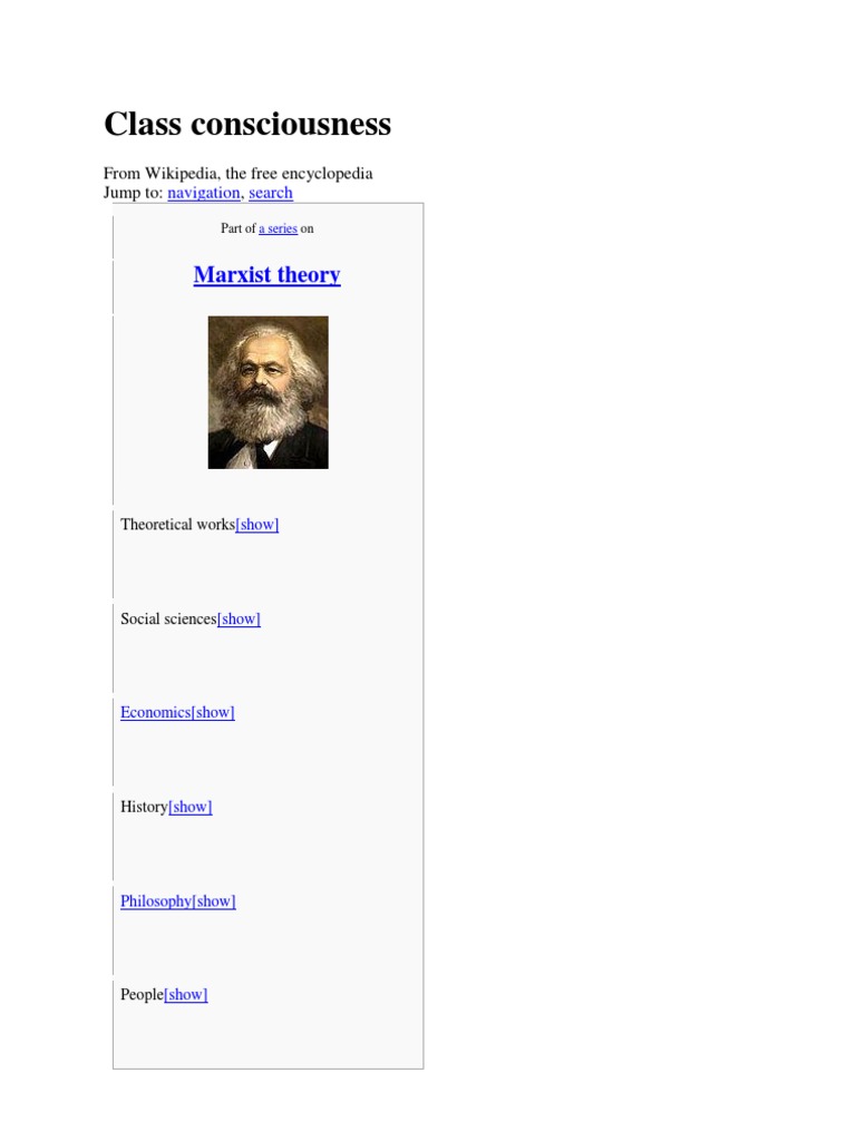 Class Consciousness | PDF | Sociological Theories | Philosophical ...