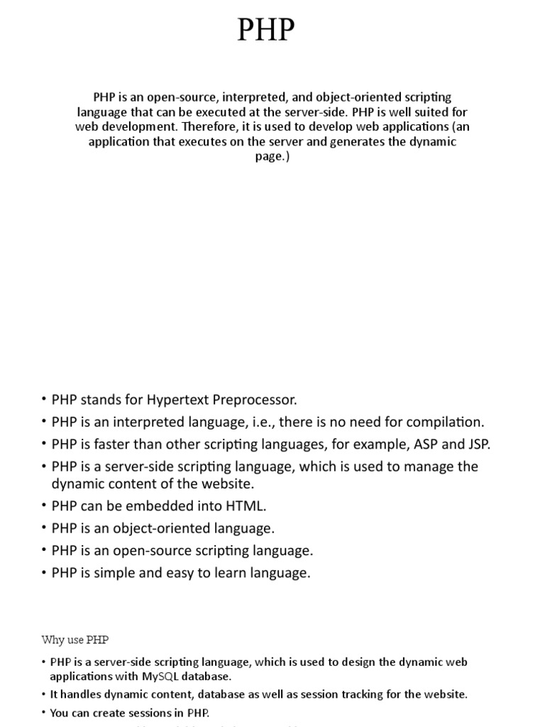 PHP Presentation | PDF | Php | Variable (Computer Science)