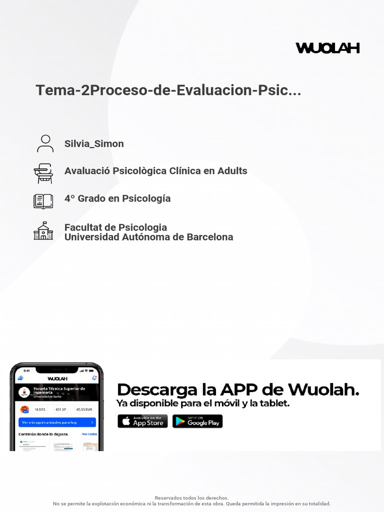 Tema 2proceso de Evaluacion Psic.. | PDF