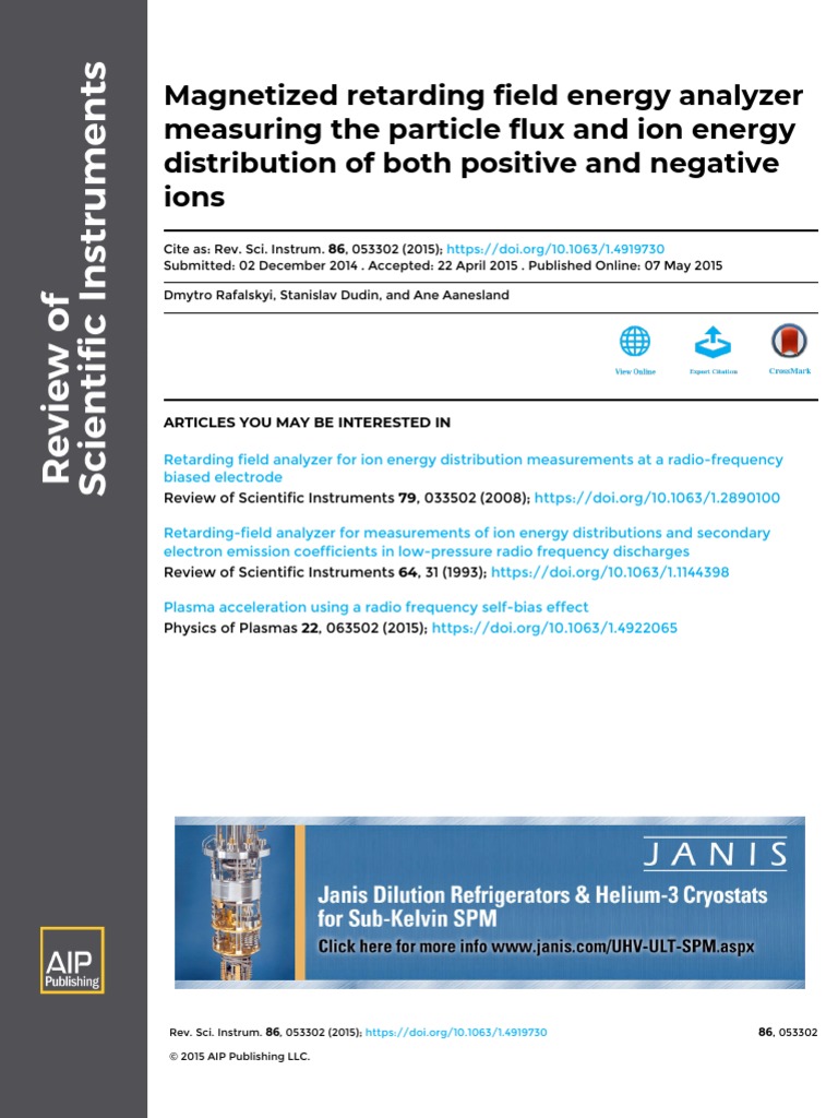 Magnetized Retarding Field Energy Analyzer Measuring The Particle Flux and Ion Energy ...