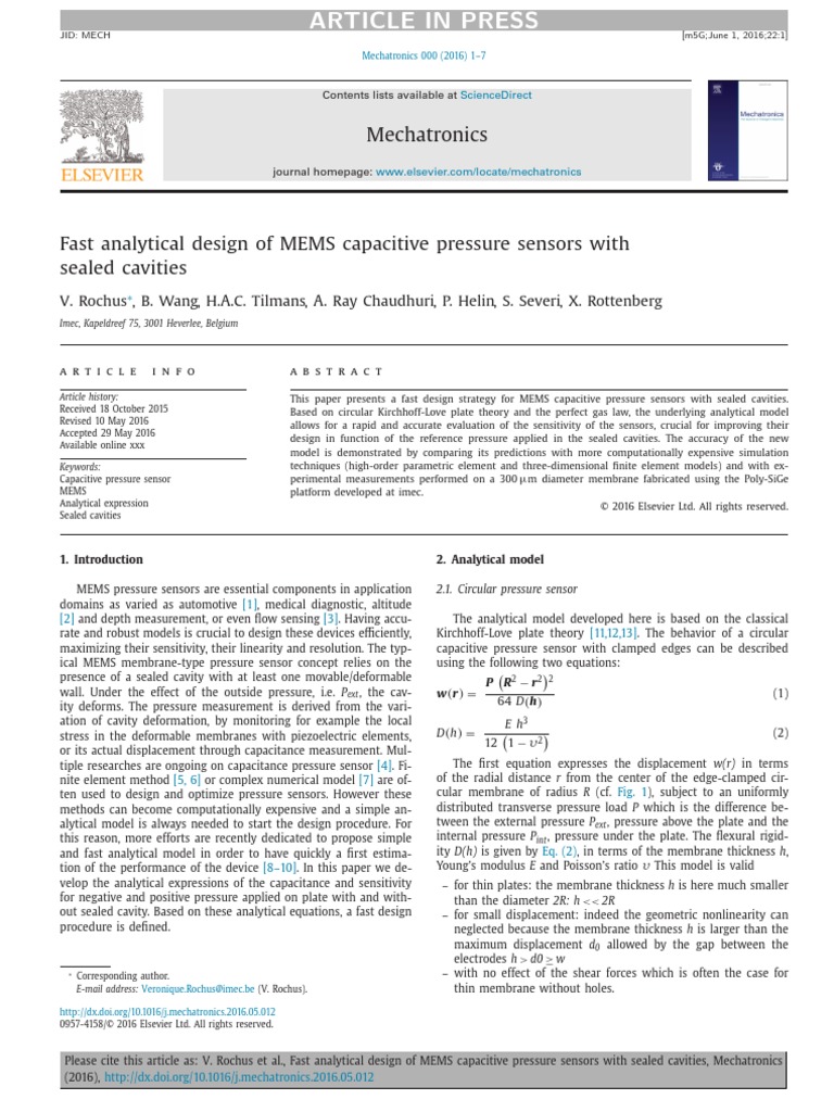 Fast Analytical Design of MEMS Capacitive Pressure Sensors With | PDF ...