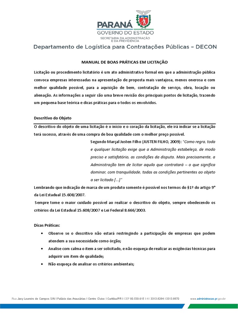 DECON - Manual - Boas - Praticas (Adesão Ata - Pgs 11) | PDF | Business ...