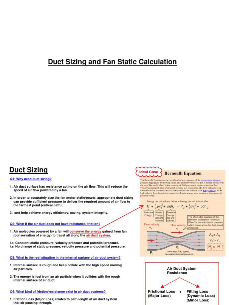 Duct Sizing & Fan Static Calculation - Week 3 | PDF | Electrical ...