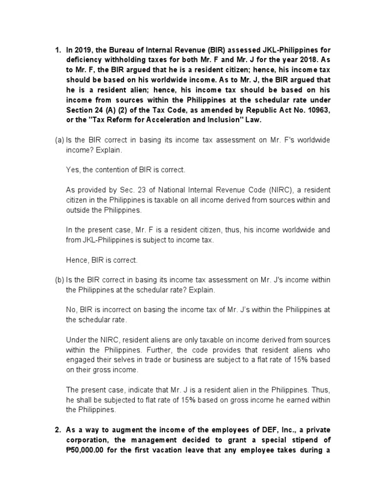 Taxation Review Assg | PDF | Taxes | Dividend