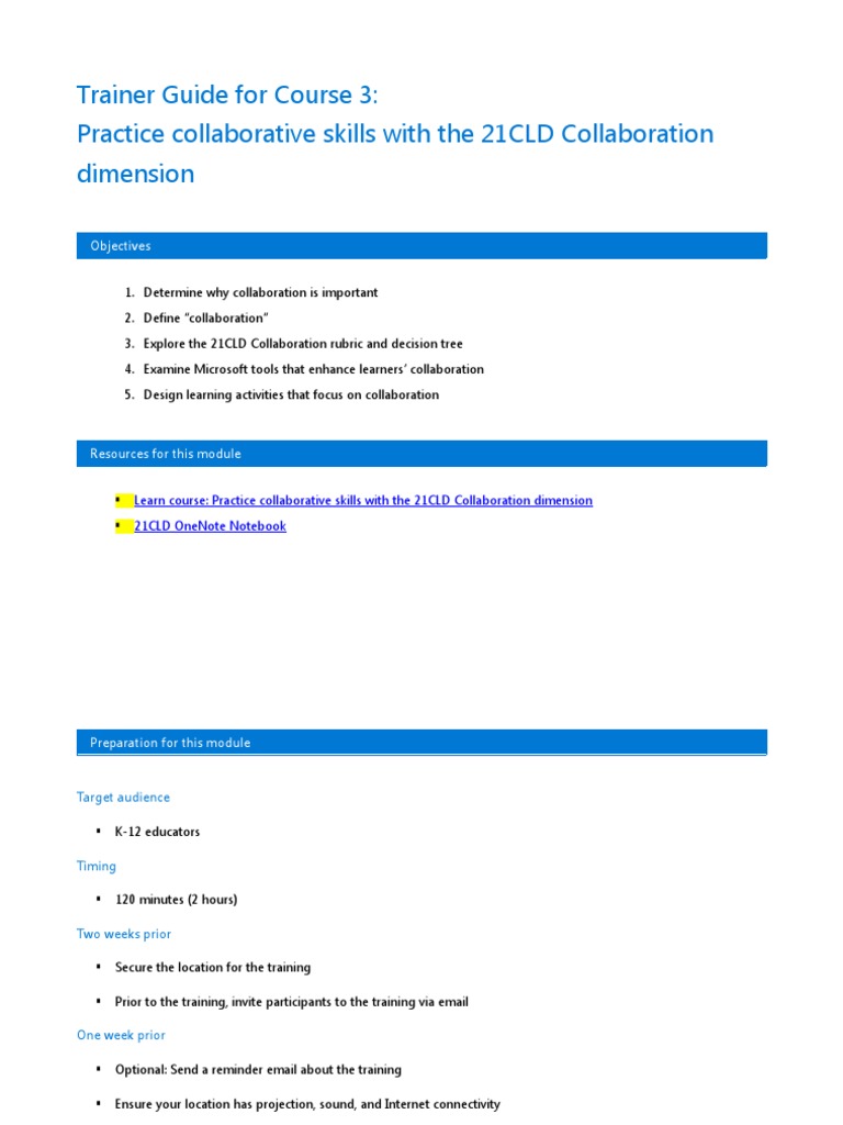 21CLD Collaboration Training Guide | PDF | Learning | Collaboration