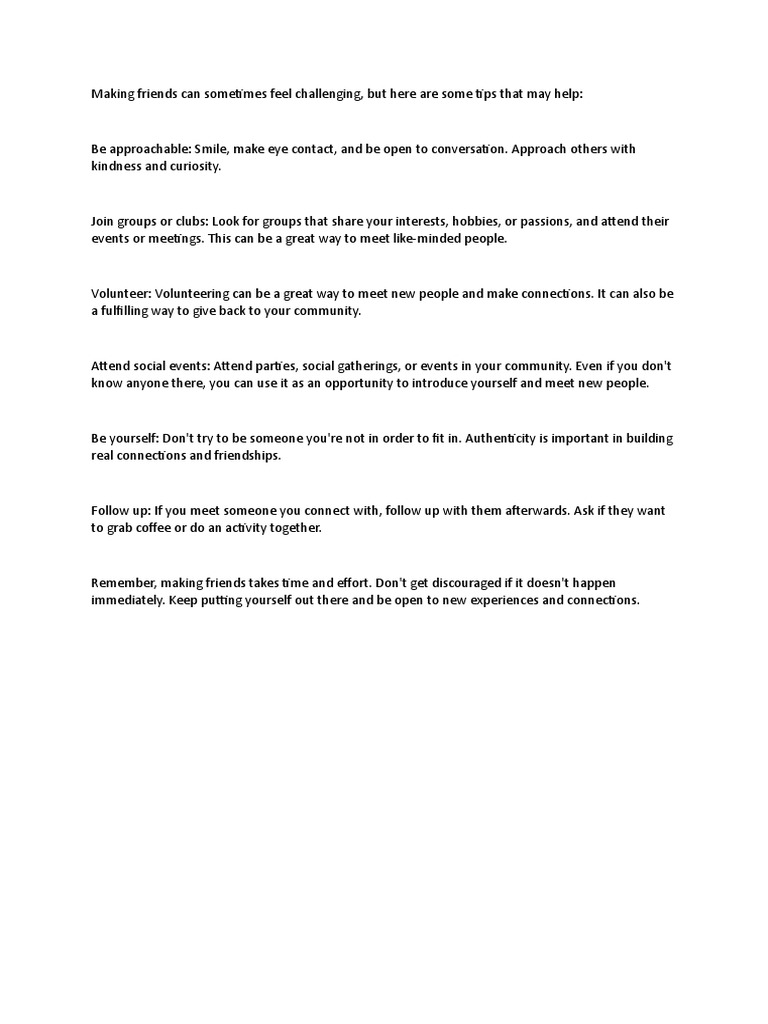 Tips for Making New Friends | PDF