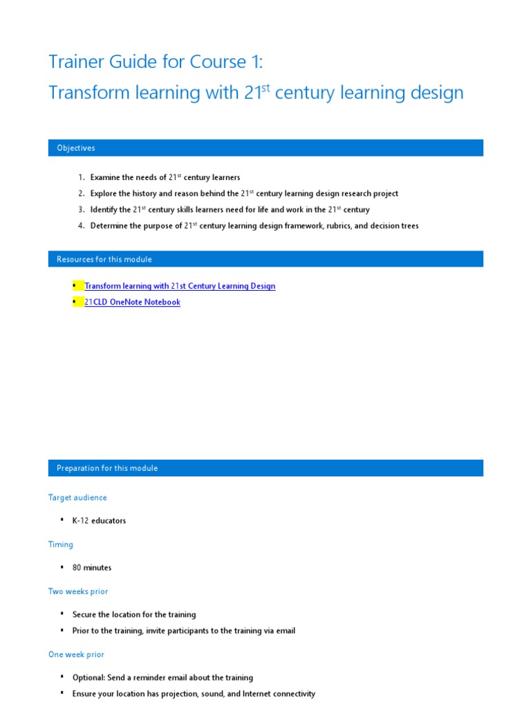 Course 1 - Introduction - Trainer Guide | PDF | Instructional Design ...
