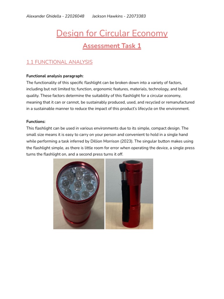 Circular Economy Analysis of Flashlight Design | PDF | Plastic | Copper