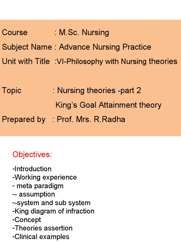 Kings Goal Attainment Theory | PDF | Nursing | System