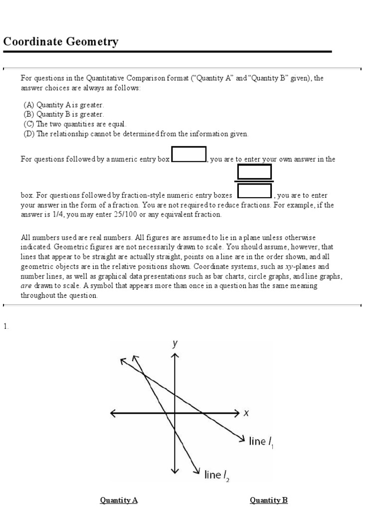 GRE Coordinate Geometry Questions | PDF | Line (Geometry) | Slope