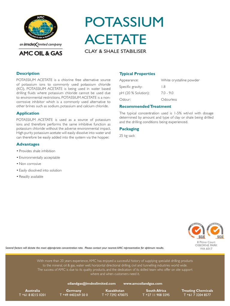 Potassium Acetate | PDF | Potassium Chloride | Chloride