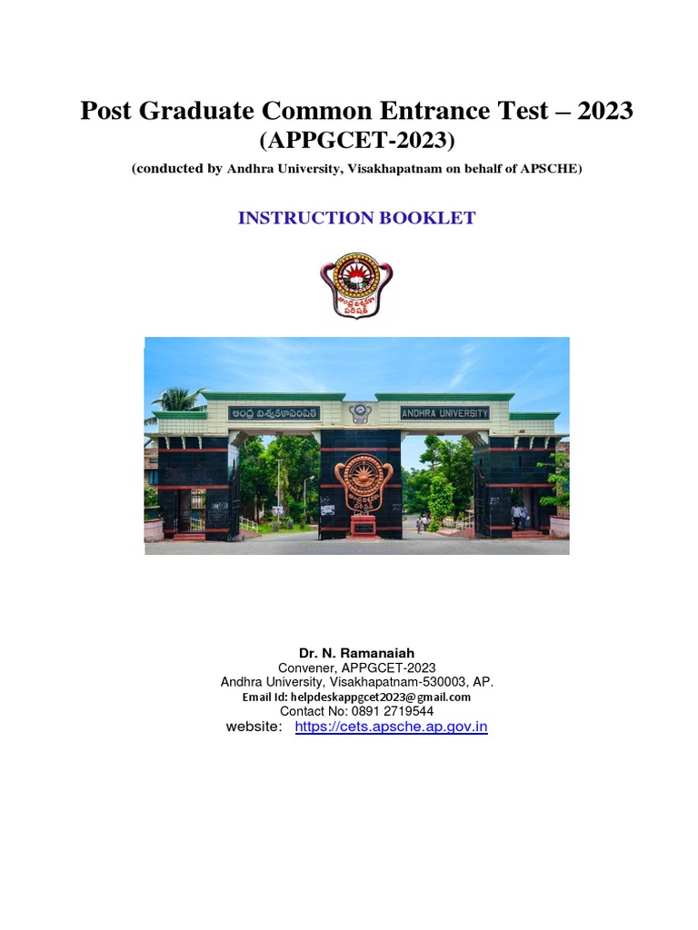 APPGCET-2023 Instruction Booklet | Download Free PDF | Academic Degree | Bachelor's Degree