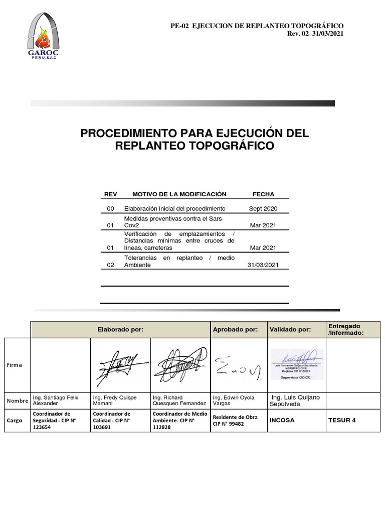 Procedimiento Replanteo Topográfico | PDF | Topografía | Fundación (Ingeniería)