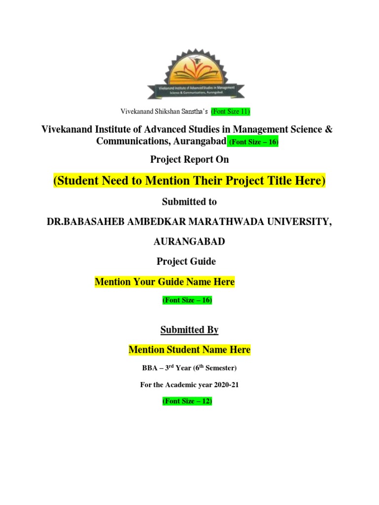 Vivekanand Institute Project Front Pages | PDF | Business | Art