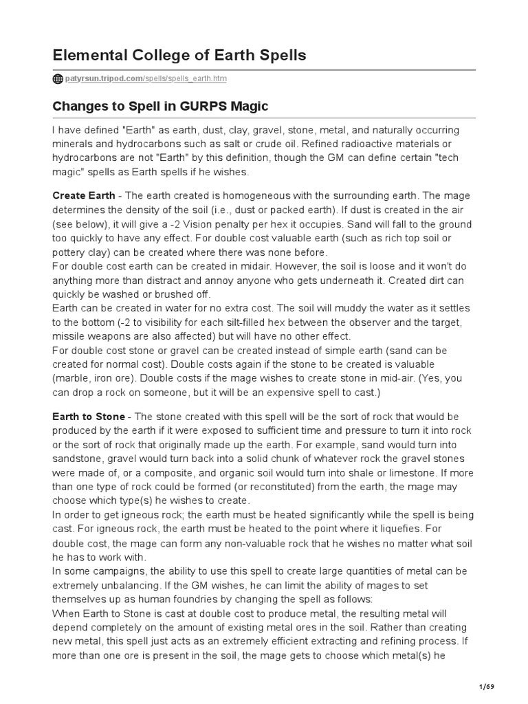 Elemental College of Earth Spells | PDF | Rock (Geology) | Soil