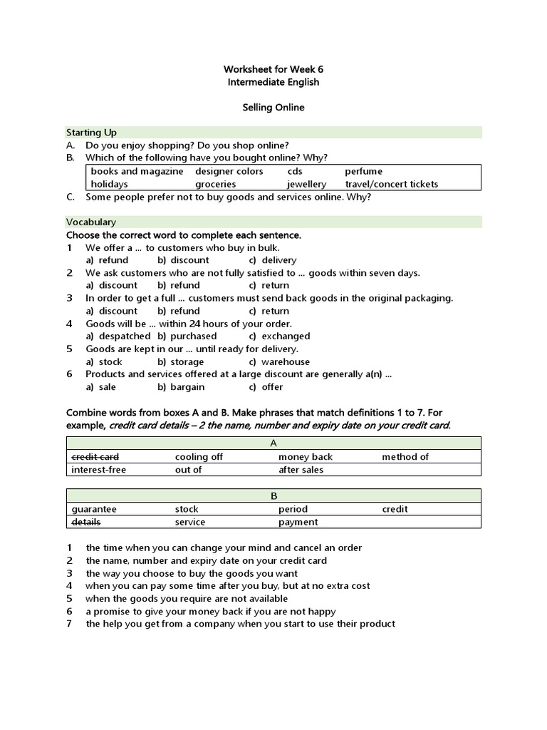 Worksheet For Week 6 | PDF | Online And Offline | Credit Card