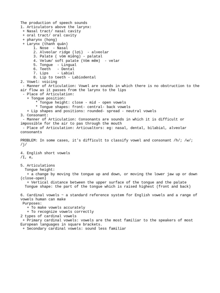 Production of Speech Sound | PDF