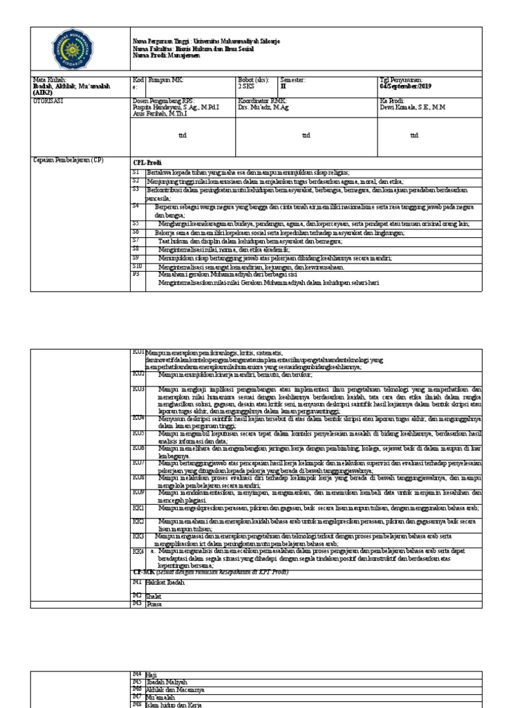 RPS AIK 2 Ibadah Akhlak Dan Muamalah | PDF