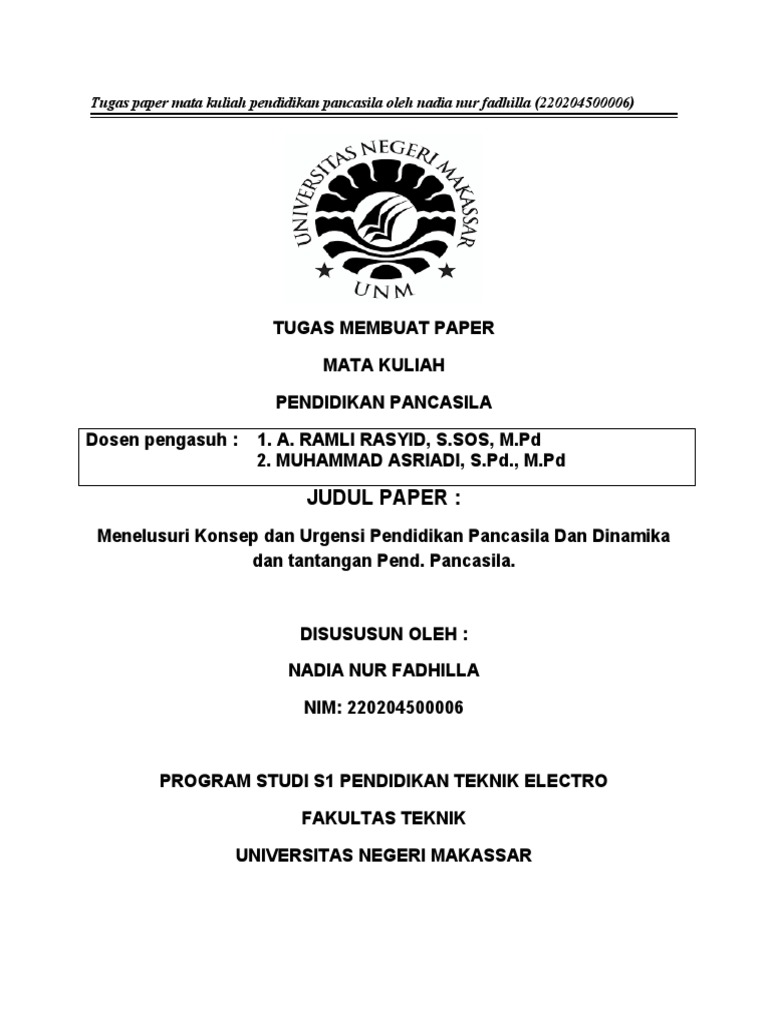 Paper Pendidikan Pancasila oleh Nadia | PDF | Politik