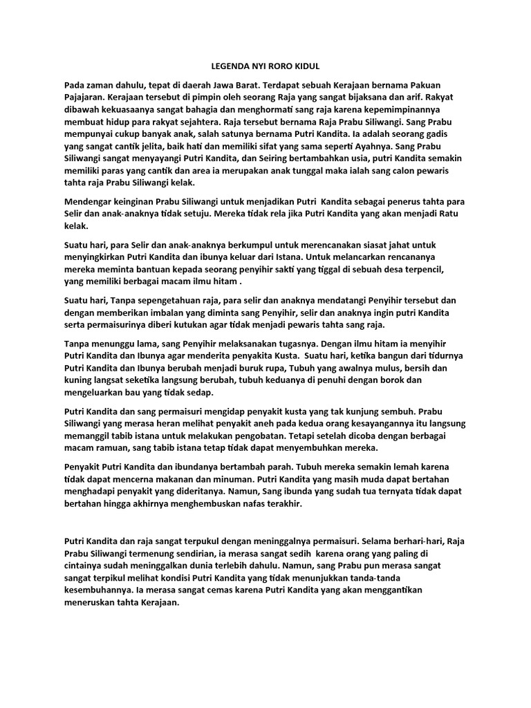 Legenda Nyai Roro Kidul: Kisah Putri Kandita | PDF | Perjalanan | Sejarah