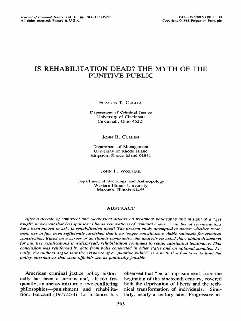 Cullen 1988 | PDF | Rehabilitation (Penology) | Crime & Violence