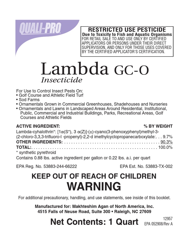 Lambda GC-O Label | Download Free PDF | Pesticide | Lawn