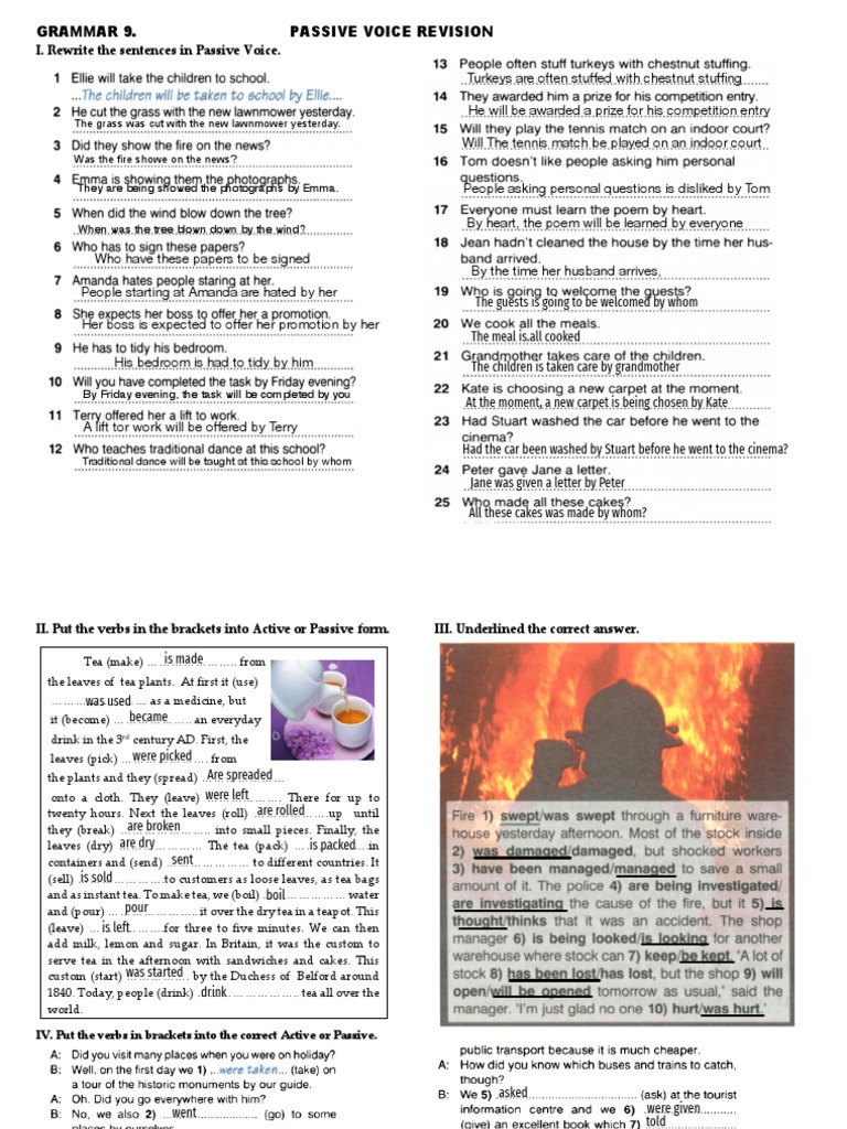 Passive Voice Grammar Exercises | PDF | Tea
