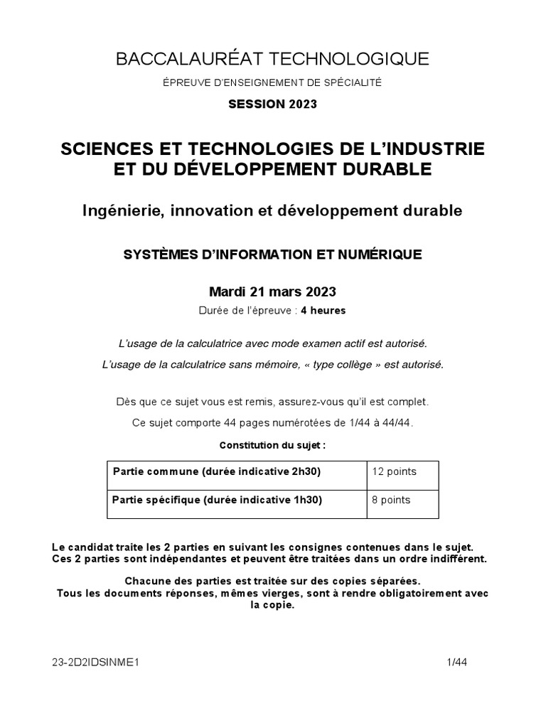 Sujet Sti2d 2i2d Sin | PDF | Humidité | Données numériques
