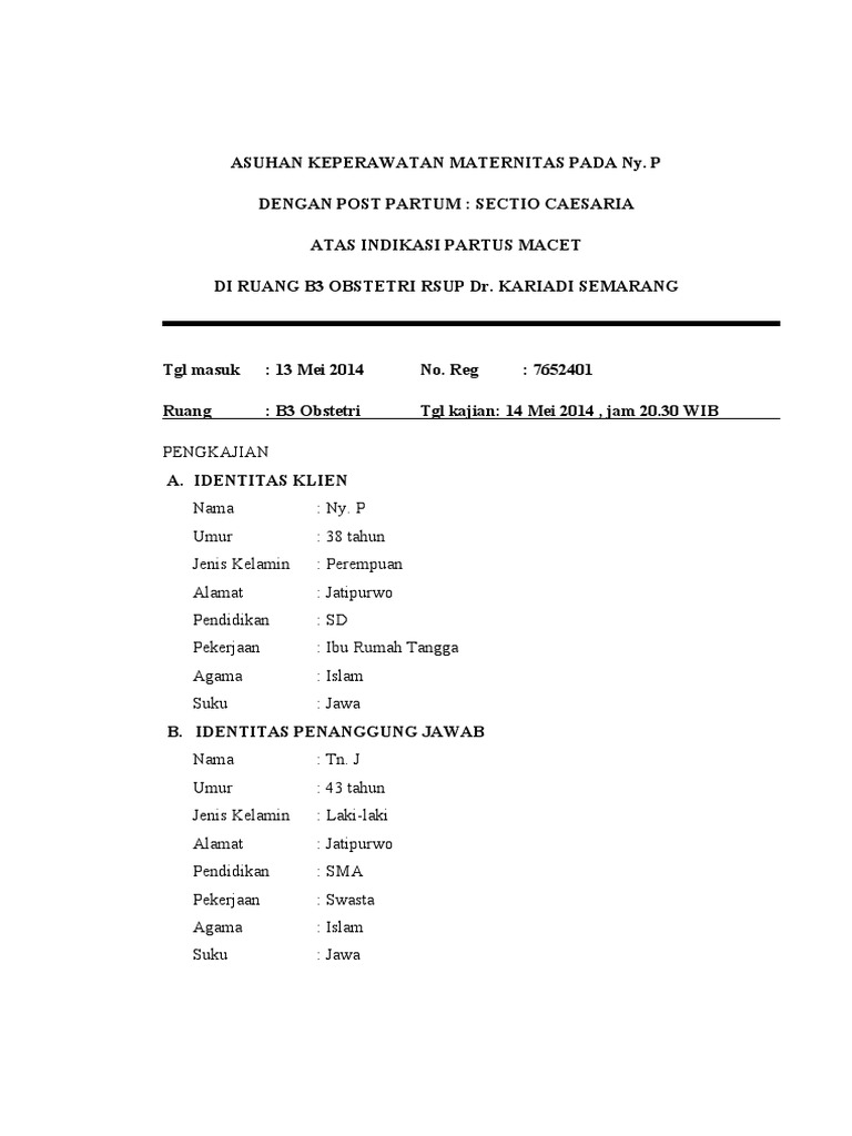 ASUHAN KEPERAWATAN PADA Ny. P Baru | PDF