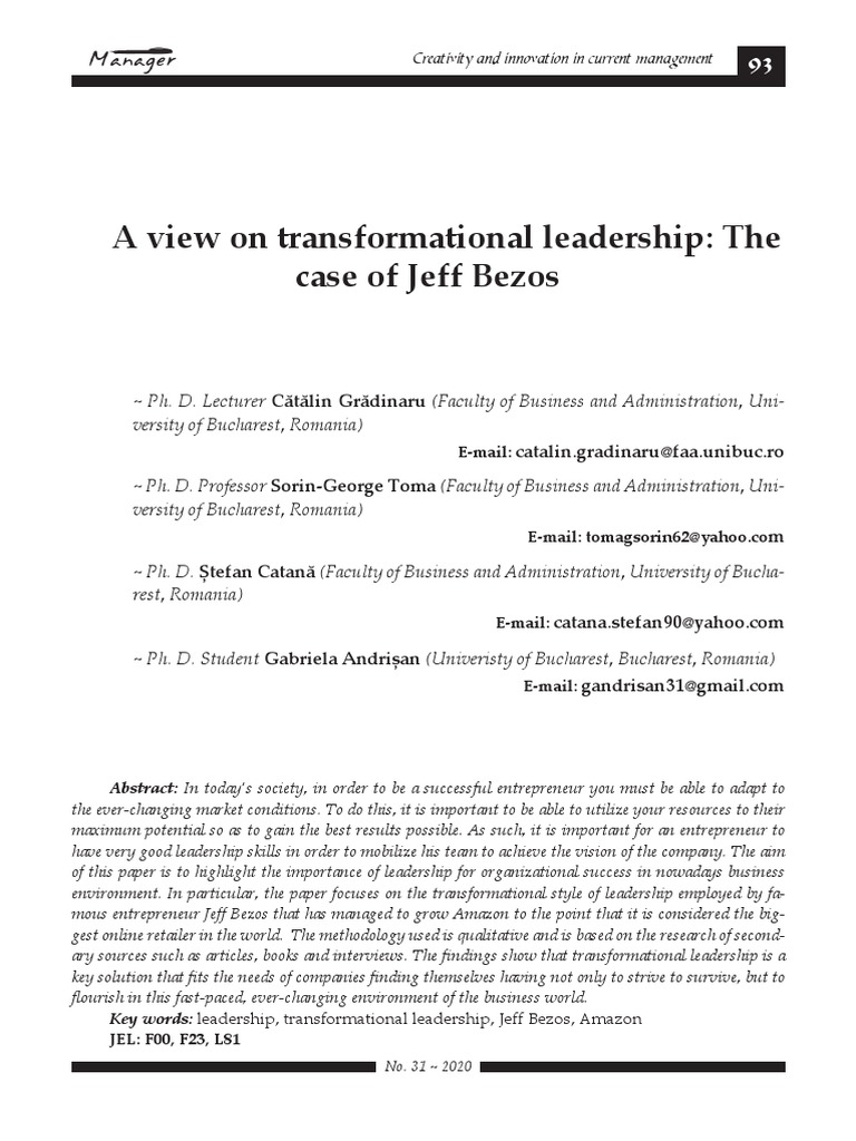 Jeff Bezos | PDF | Leadership | Transformational Leadership