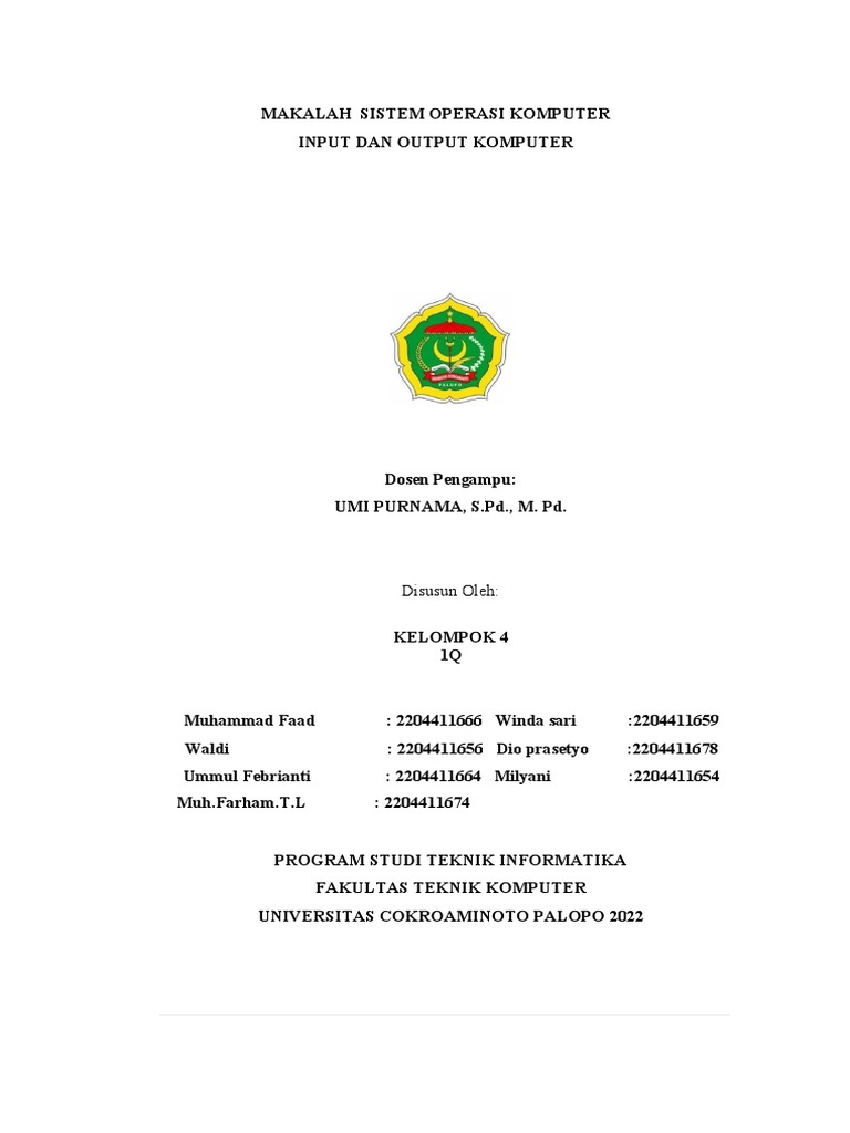 FIX - Makalah Input - Output Komputer | PDF