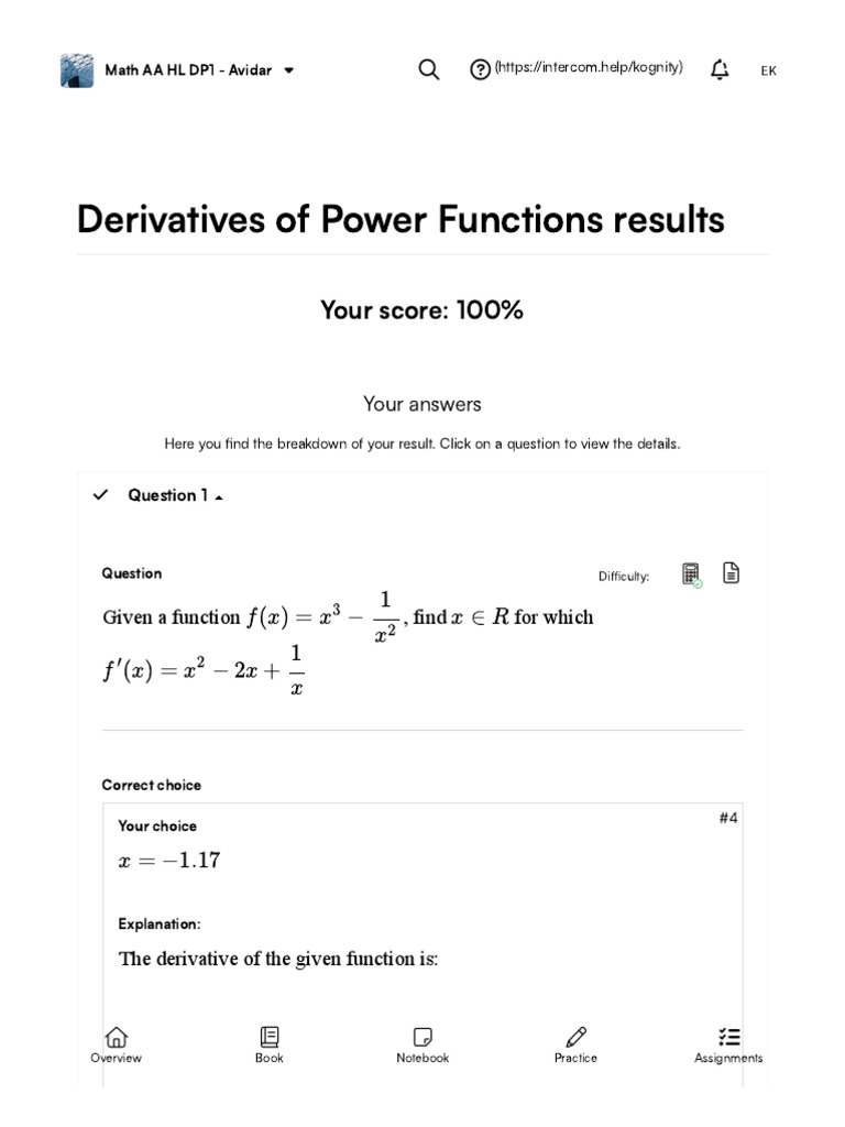 Derivatives of Power Functions - Assignment Results - IBDP Mathematics ...