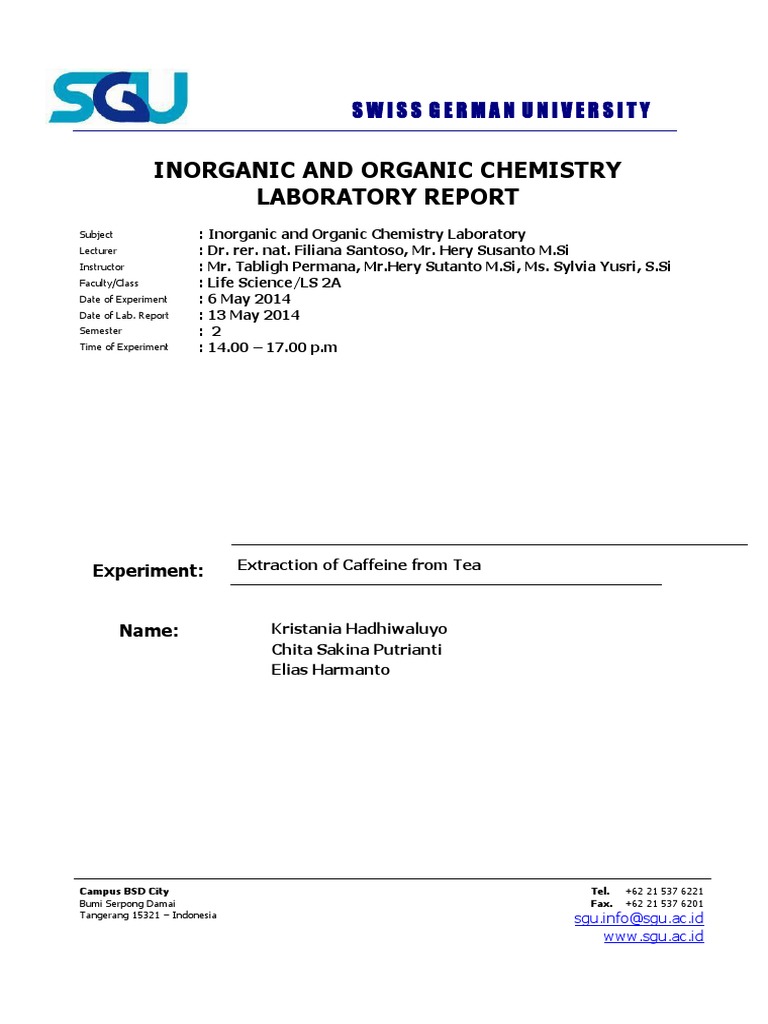 Caffeine Extraction from Tea Experiment | PDF | Solubility | Solvent