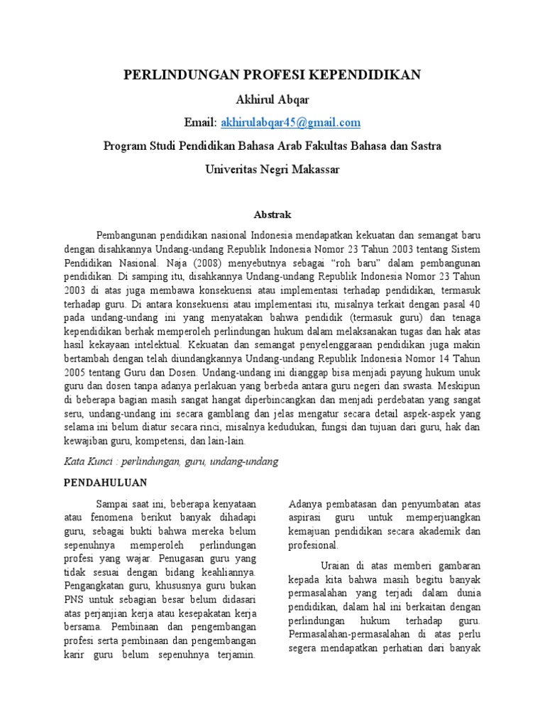PERLINDUNGAN PROFESI KEPENDIDIKAN Final | PDF