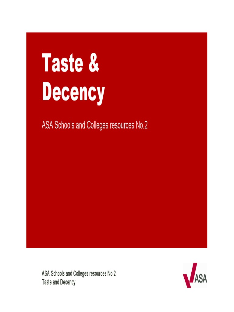 ASA Taste and Decency 2005 School Resource 2 | PDF | Target Audience | Advertising