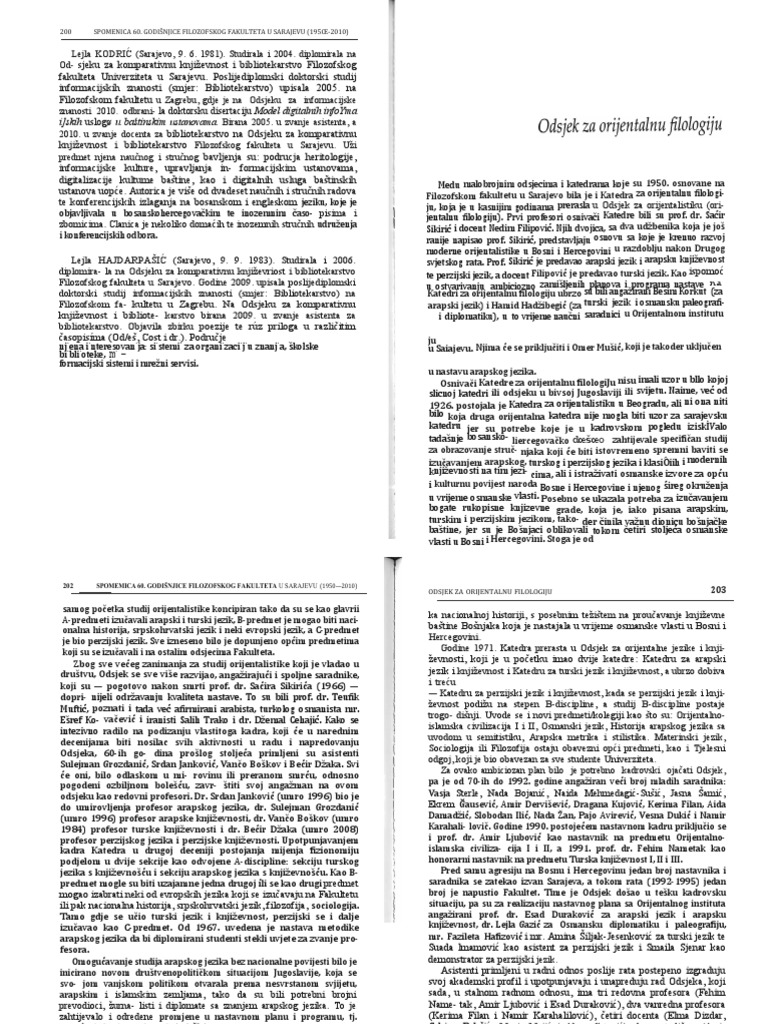 FF UNSA Spomenica 1950-2010 or - Fil. | PDF