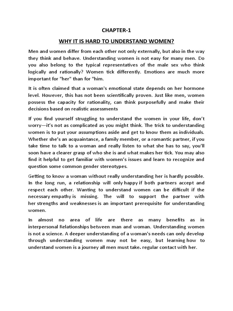 Chapter-1 Why It Is Hard To Understand Women? | PDF | Thought | Mind