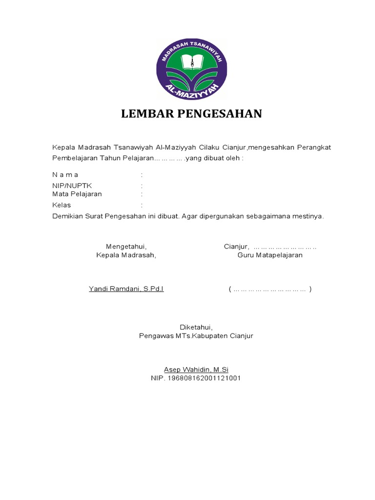 3.lembar Pengesahan Perangkat Pemelajaran | PDF